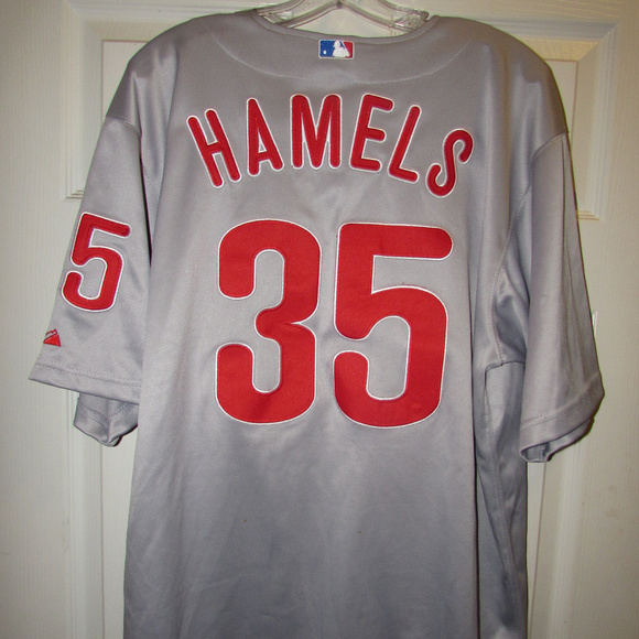 Majestic | Shirts | Philadelphia Phillies Mlb 35 Hamels Jersey Gray ...
